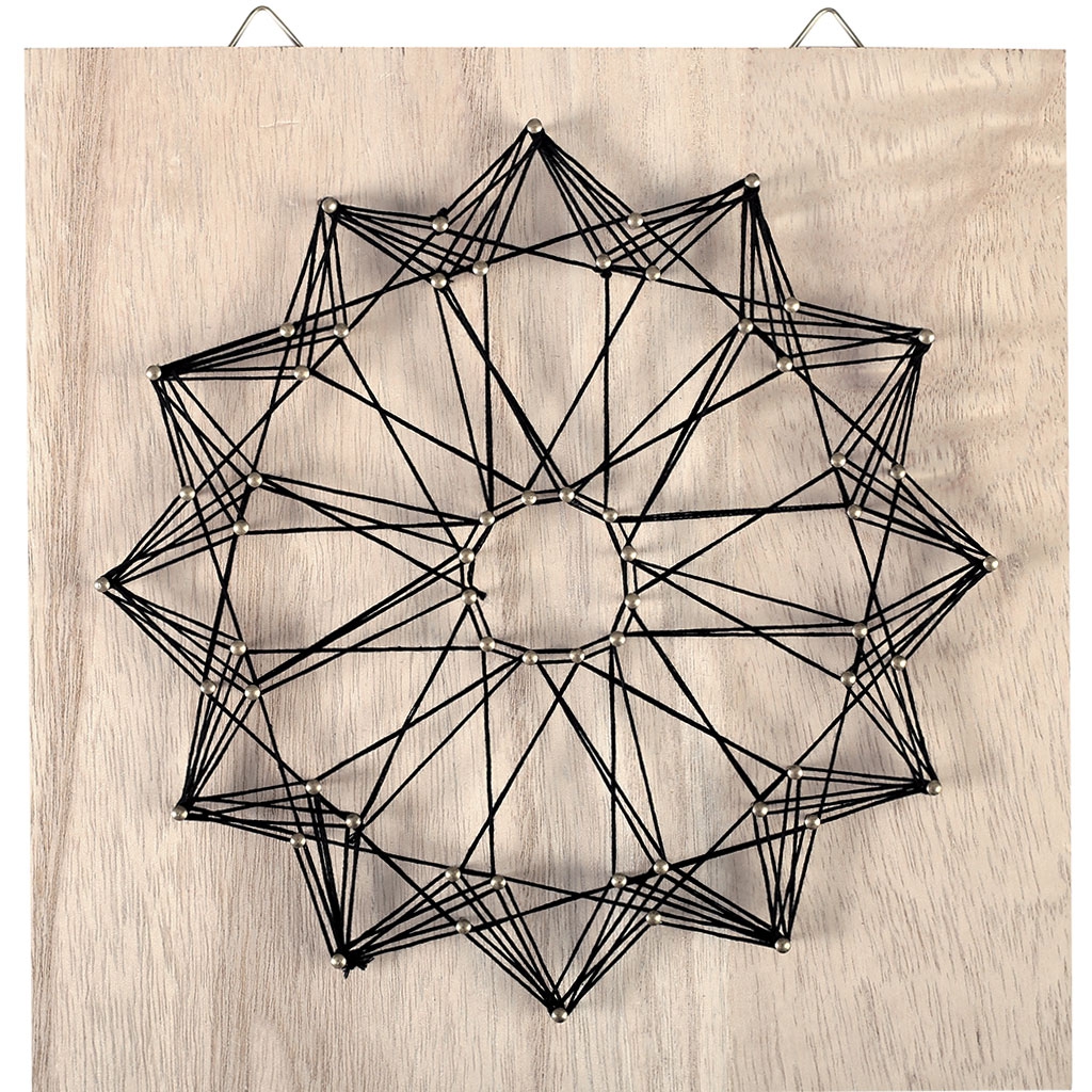 Kit String Art modelo Rosetón forma cuadrada de madera bruto 22x22cm ...