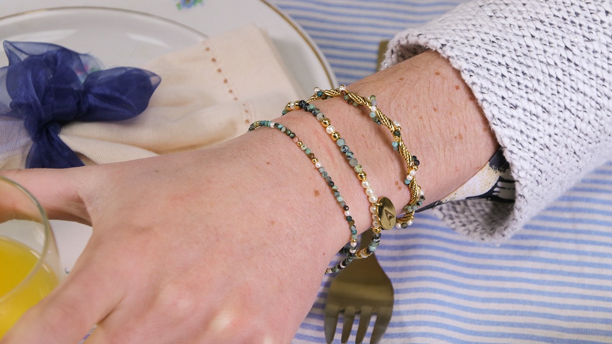 Pulseras finas de turquesa africana